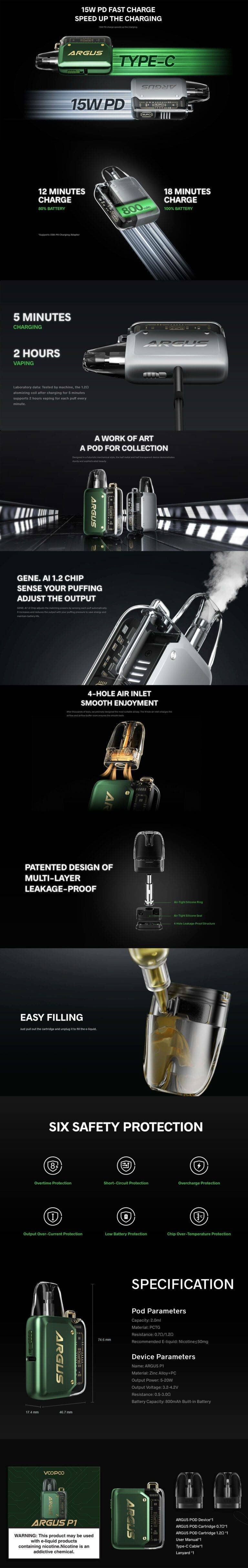 VOOPOO ARGUS P1 20W POD SYSTEM - Dr Vaper